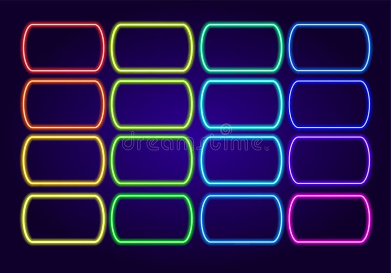 A Set of Colorful Neon Frames. Vector Illustration of Bright ...