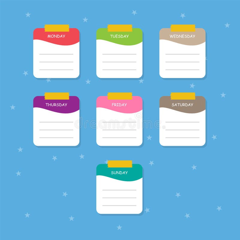 Set of Colorful Note Paper Template Vector Illustration Stock Vector ...