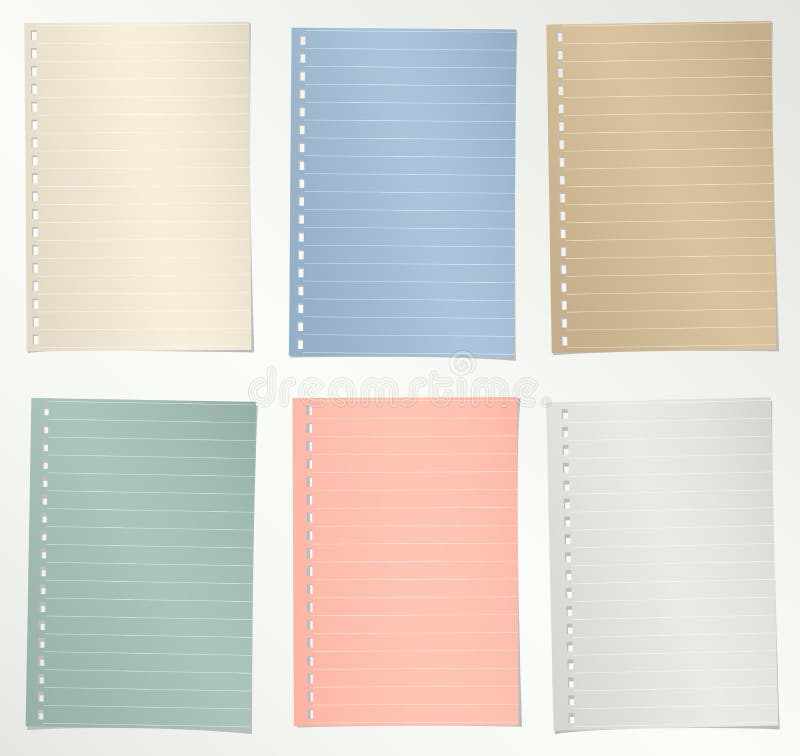 Set of Colorful Notebook Papers with White Lines Stock Vector ...