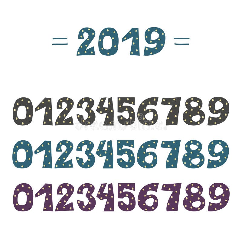 Set of Colorful Numerals. 2019 Text Stock Illustration - Illustration ...