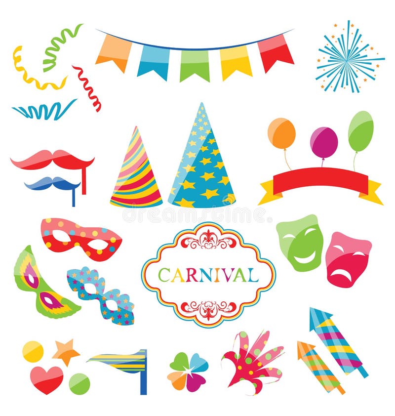 Set Colorful Objects of Carnival, Party, Birthday Stock Vector ...