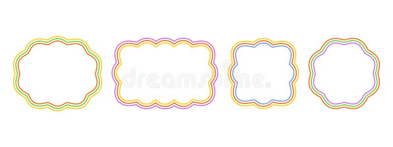 Set of Colorful Oval, Rectangle, Square and Circle Shapes with Wavy ...