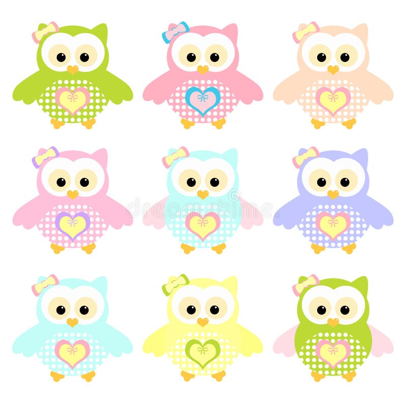 Cute Owl Frames Clip Art Set Stock Vector - Illustration of floral ...