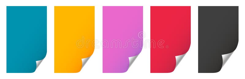 Set of Colorful Page Curl Sticker Template, Curl Corner of Paper Sheet ...