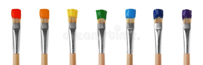 Set of Colorful Paint Brushes Stock Image - Image of decor, paintbrush ...
