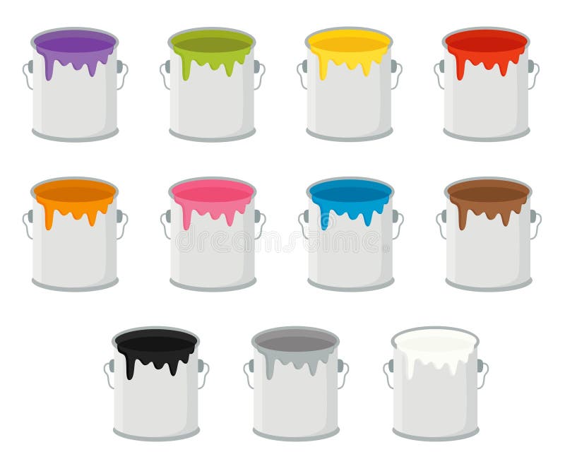 Vector Illustration of Cartoon Paint Cans. Stock Vector - Illustration ...