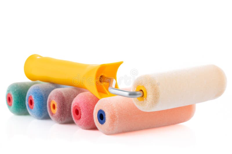 Set of Colorful Paint Roller Isolated on White Stock Photo - Image of ...