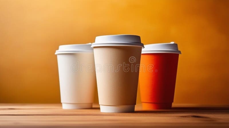 Set of Colorful Paper Coffee Cups on a Colorful Background. Stock Image ...