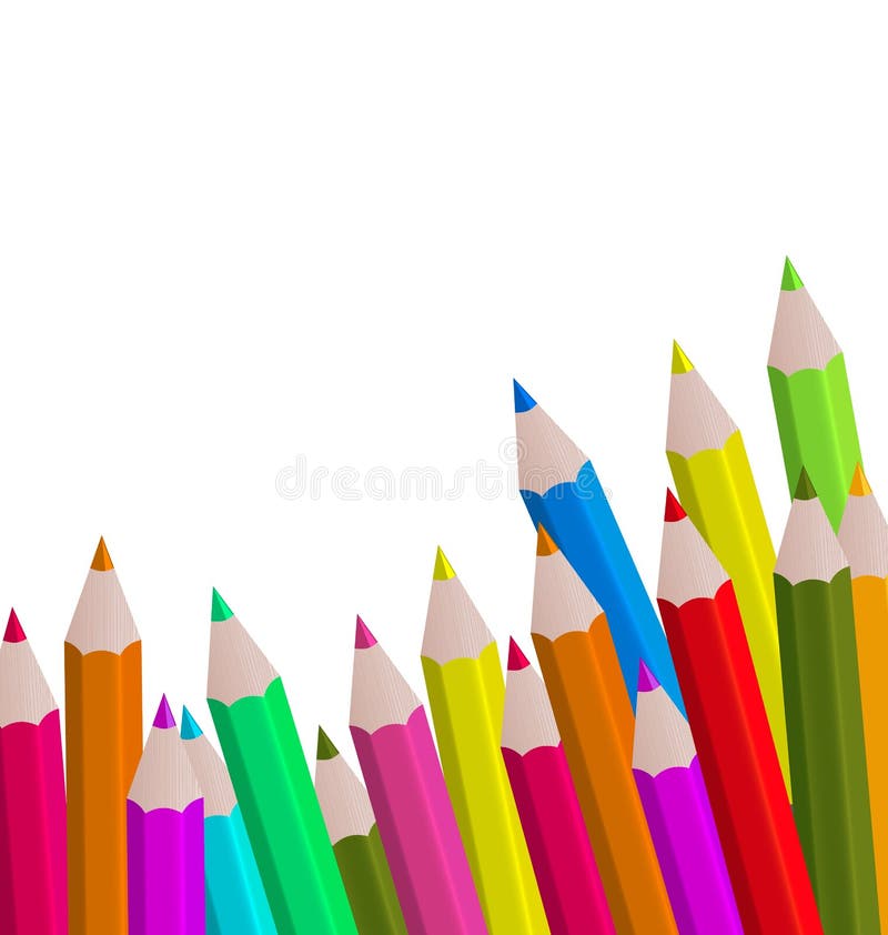 Colorful Pencils Background with Label Stock Vector - Illustration of ...