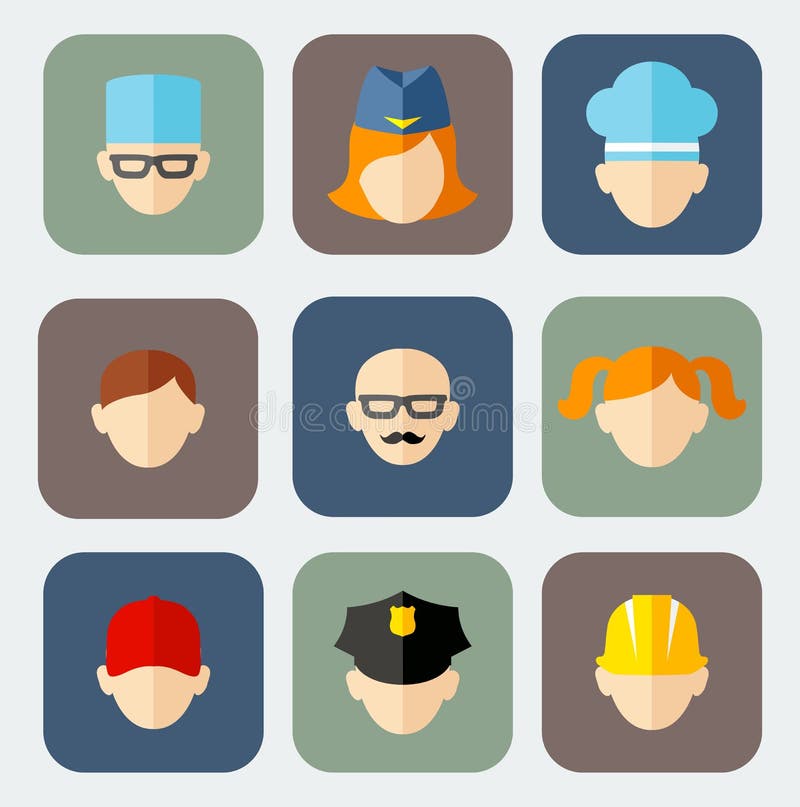 Set of Colorful People Occupation Icons Stock Illustration ...
