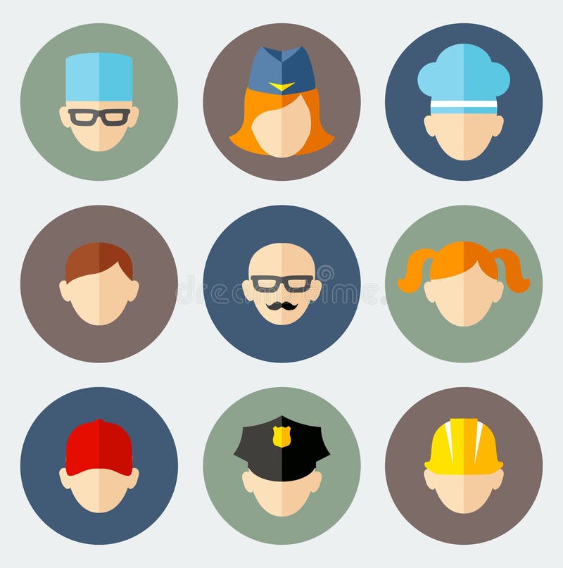 Set of Colorful People Occupation Icons Stock Illustration ...