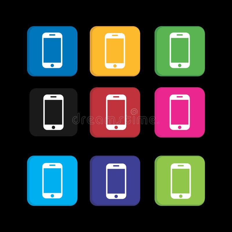 Set Colorful Phone Icon for Smart Phone Application and Web Icon Stock ...