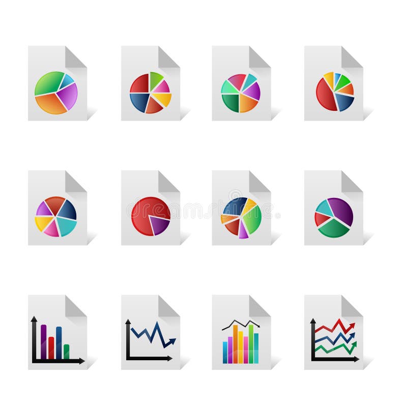 Set of Colorful Pie Chart File Formats Design Stock Illustration ...