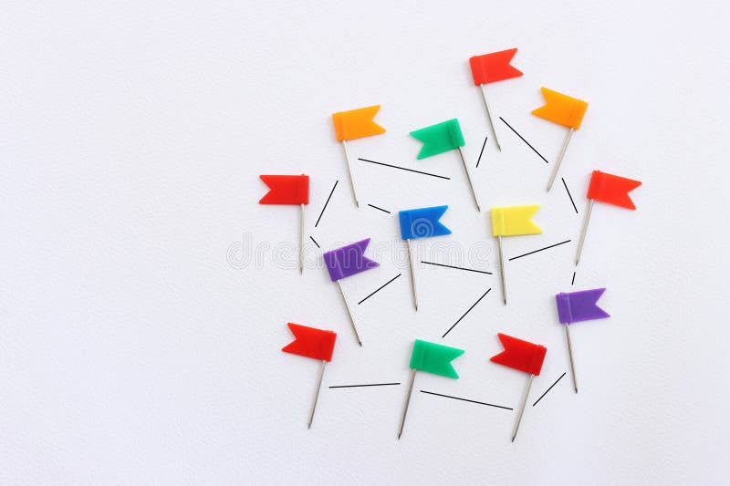 Set of Colorful Pins on with Textured Paper Stock Image - Image of ...
