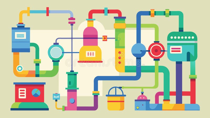 A Set of Colorful Pipes and Tubes Connecting Different Machines and ...