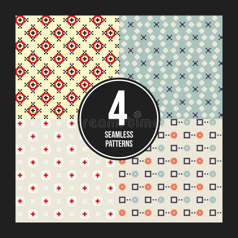 Set of 4 Colorful Pixelated Patterns Stock Vector - Illustration of ...