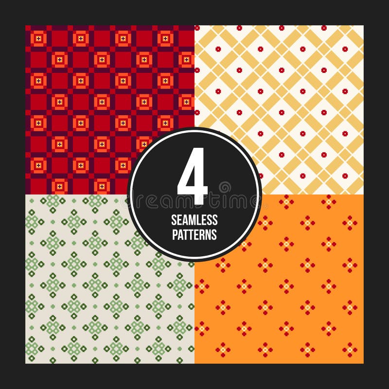 Set of 4 Colorful Pixelated Patterns Stock Vector - Illustration of ...