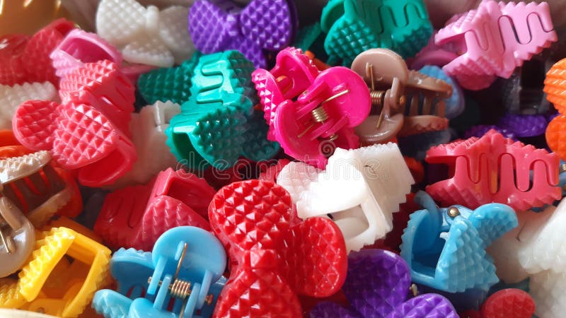 A Set Colorful Plastic Hair Slides. Stock Photo - Image of plastic ...