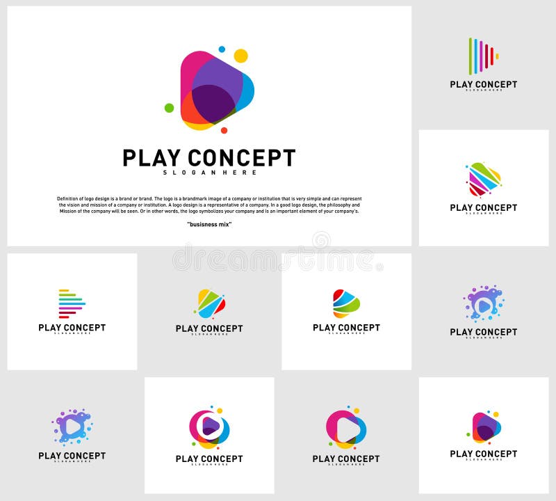Set of Colorful Play Logo Design Concept. Play Logo Template Vector ...