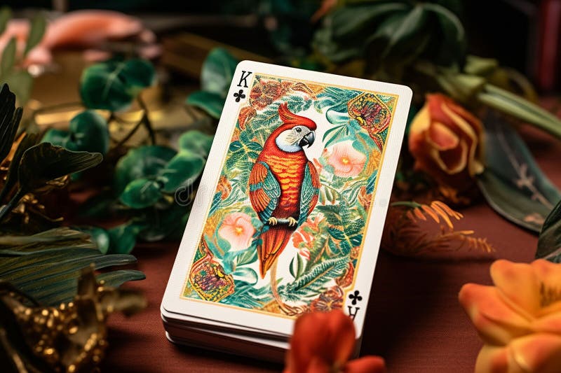 Set of Colorful Playing Cards with a Picture of a Parrot. AI-generated ...