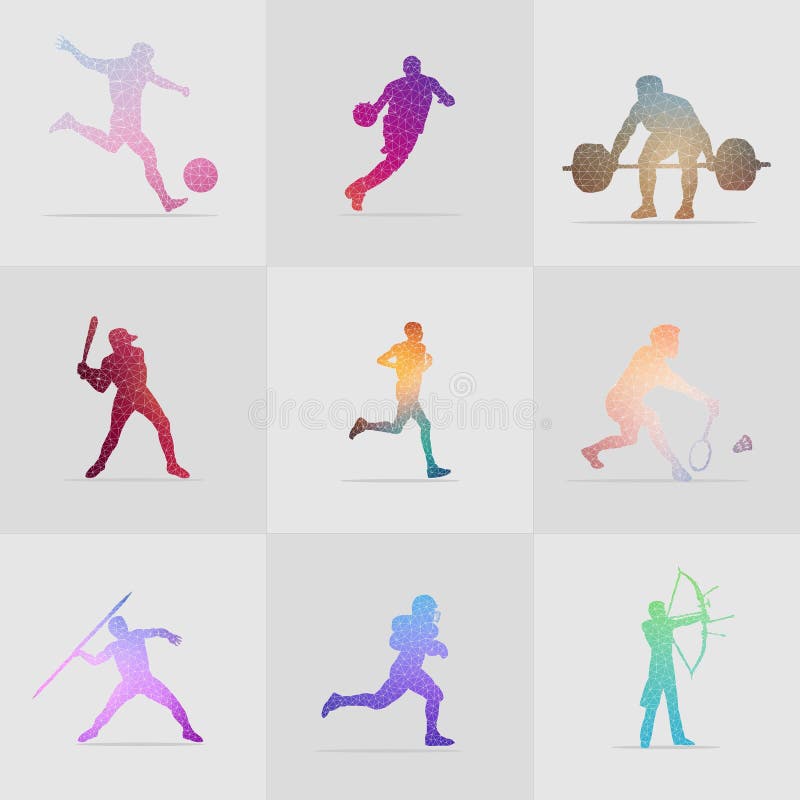 Set of Colorful Polygon Sport Illustration Stock Vector - Illustration ...