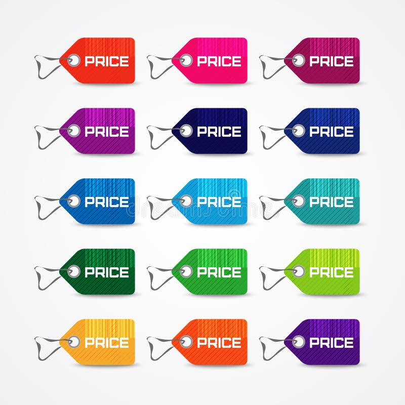 Blank Colorful Price Tags Set Stock Illustration - Illustration of sign ...