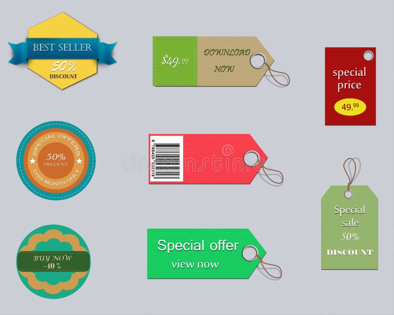 Set of Colorful and Promotion Labels. Stock Illustration - Illustration ...