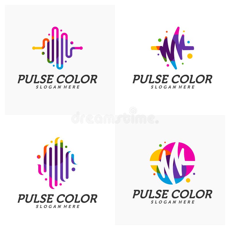 Set of Colorful Pulse Logo Minimalist Vector, Colorful Pulse Icon ...