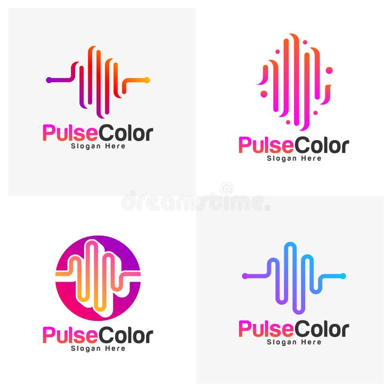 Set of Colorful Pulse Logo Template Design Vector, Creative Design ...