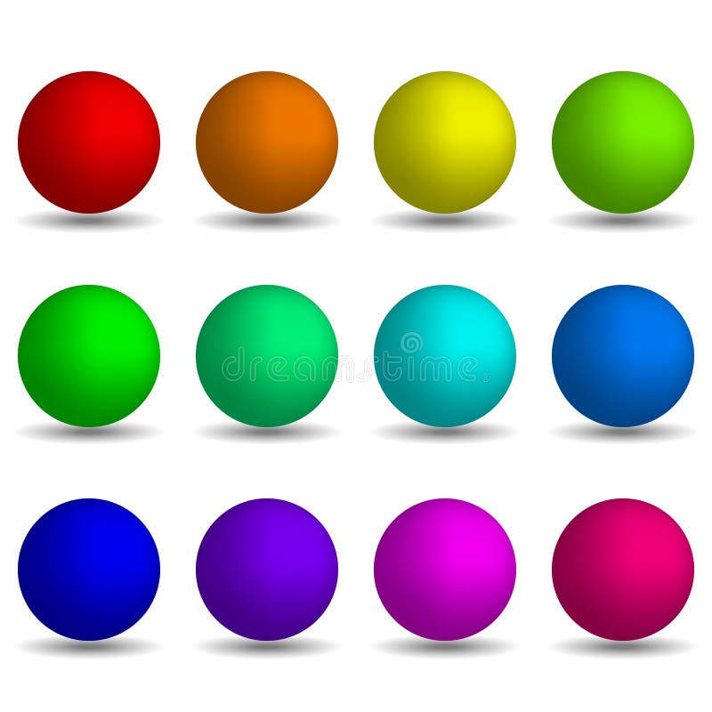 Set of Colorful Realistic Spheres Isolated on White Background. Stock ...