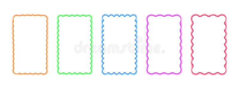 Set of Colorful Rectangle Frames with Wavy Borders. Wiggly Rectangular ...
