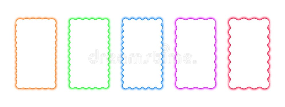Set of Colorful Rectangle Frames with Wavy Borders. Wiggly Rectangular ...