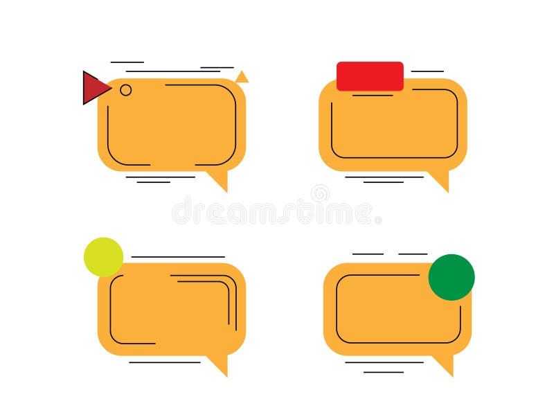 Set of Colorful Rectangular Speech Bubbles Line Art Stock Vector ...