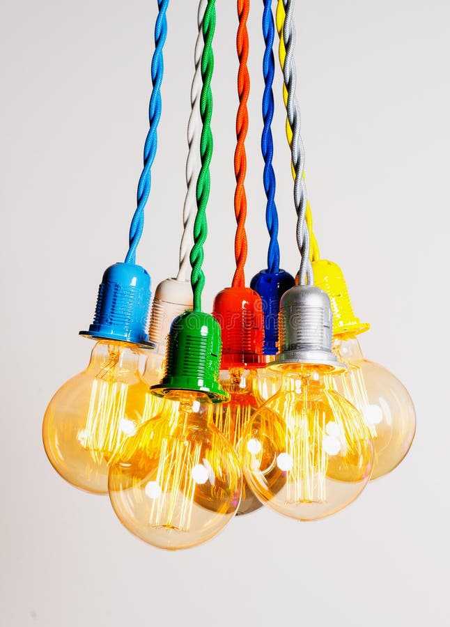 Set of Colorful Retro Lamps Stock Image - Image of decorate, creativity ...