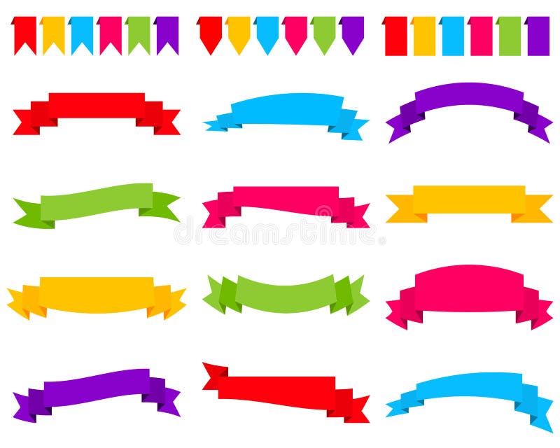 Set of Colorful Ribbon Banners Stock Vector - Illustration of sticker ...