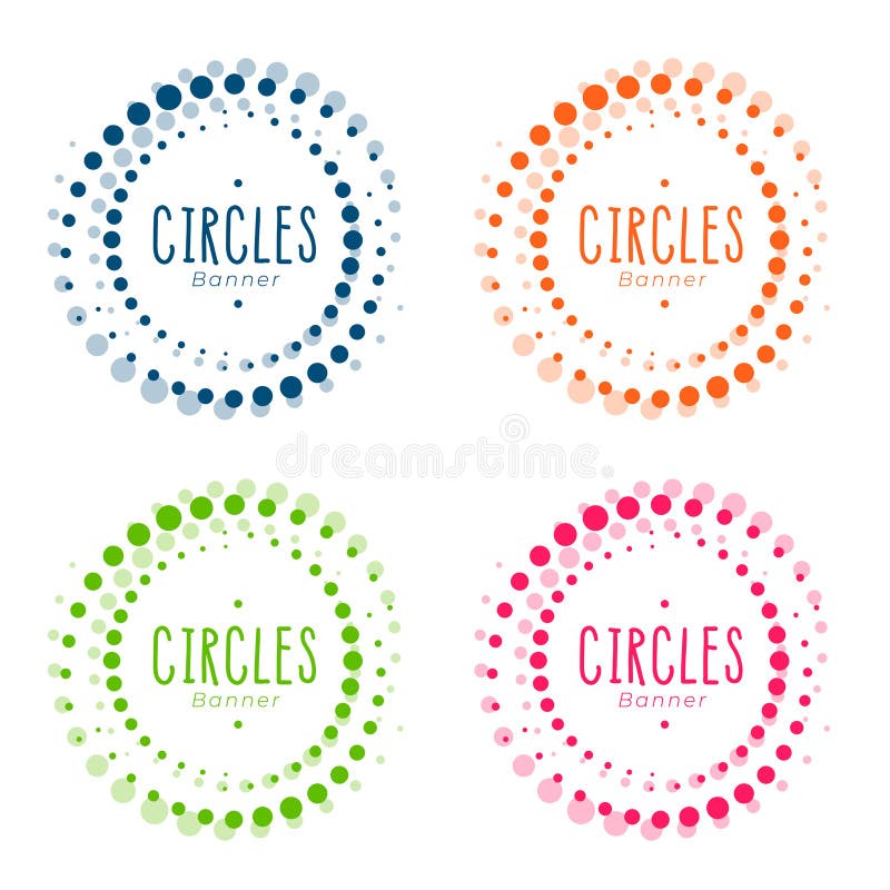 Set of Colorful Round Shape Element with Halftone Effect Stock Vector ...