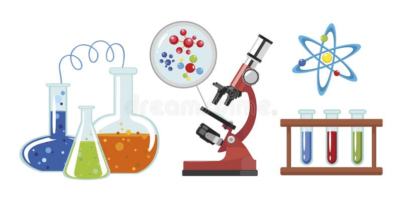 Set of Colorful Scientific Experiments in Cartoon Style. Vector ...