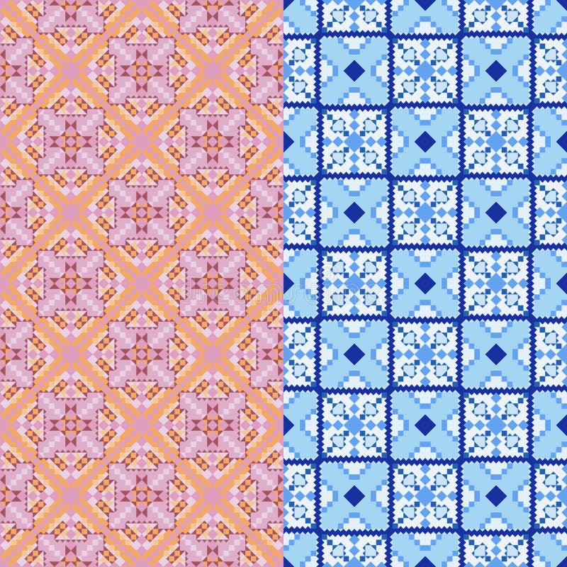 Set Colorful Seamless Pattern for Backgrounds and Design. Blue Peach ...