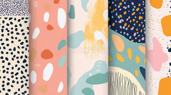 A Set of Colorful, Seamless Patterns for Packaging Stock Illustration ...