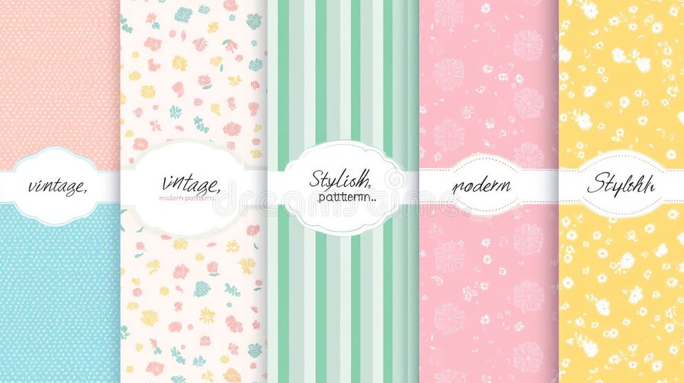 A Set of Colorful, Seamless Patterns for Packaging, Stock Illustration ...