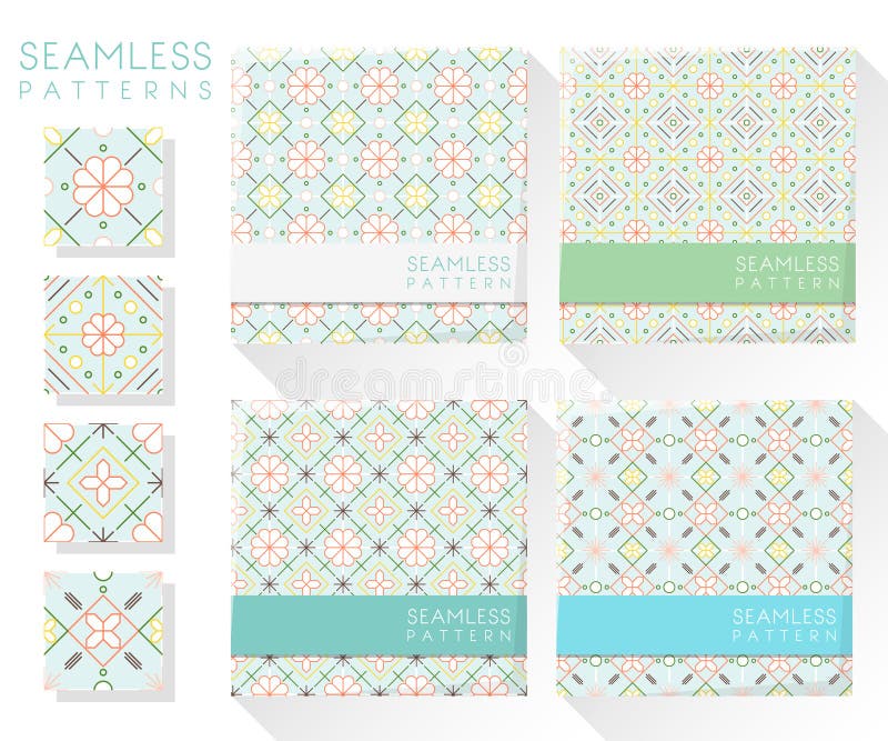 Set of Colorful Seamless Patterns Stock Vector - Illustration of ...