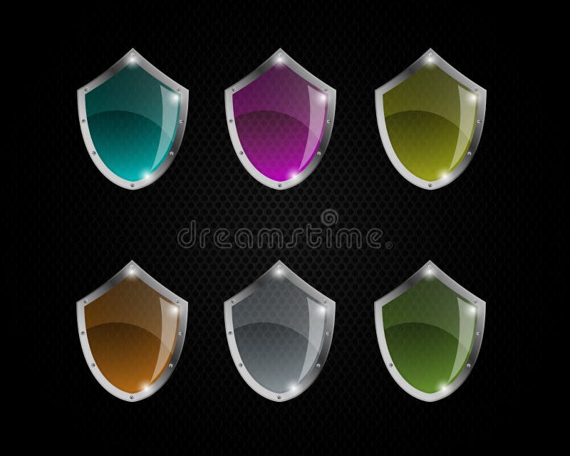 Set of Colorful Shield Protection Stock Vector - Illustration of badge ...
