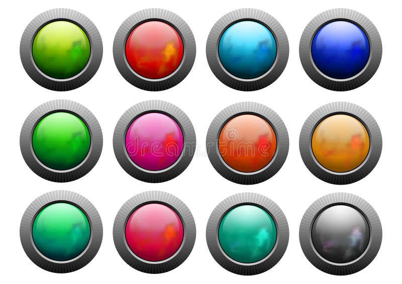 Set of Colorful and Shiny Buttons. Iustration. Stock Photo ...