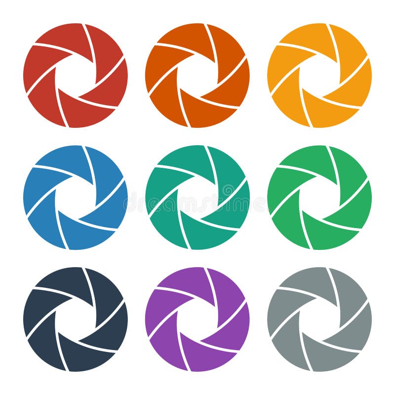 Vector Black Camera Shutter Icons Set Stock Vector - Illustration of ...