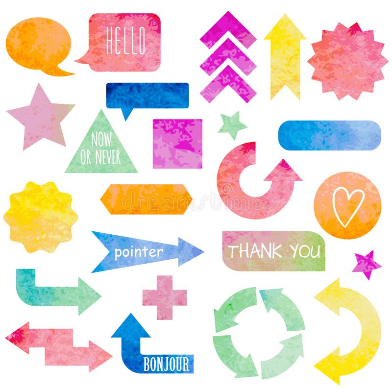 Set of Colorful Signs and Arrows. Stock Vector - Illustration of plate ...