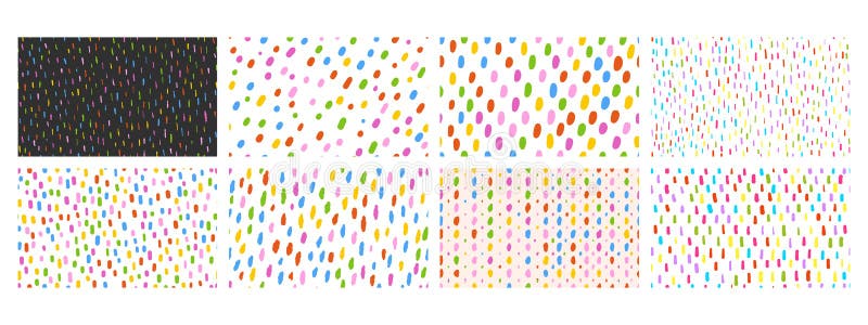 Set of Colorful Simple Small Dash Seamless Pattern. Hand Drawn Noise ...