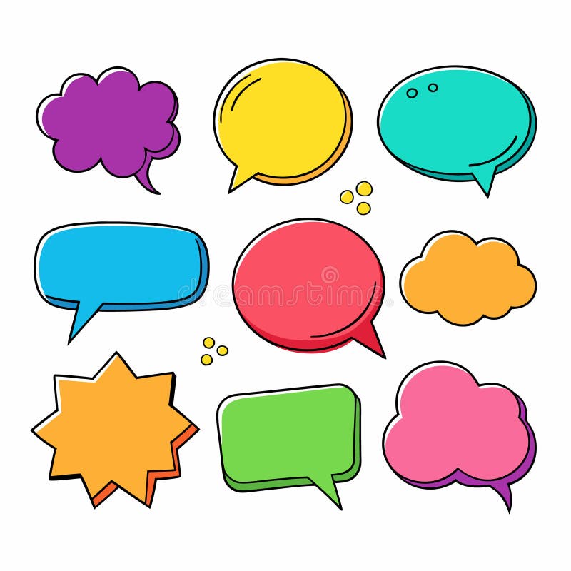 Set of Colorful Speech Bubbles in Different Shapes. (1 Stock Vector ... Set of Colorful Speech Bubbles in Different Shapes. (1 Stock Vector ...