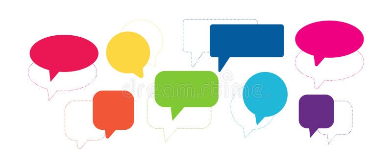 Set of Colorful Speech Bubbles Dupplicated with Dotted Line ...