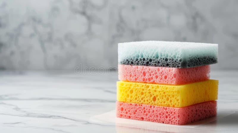 Set of Colorful Sponges Stacked on Clean Surface Stock Illustration ...