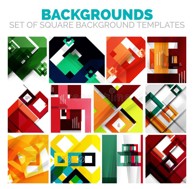 Set of Colorful Square Abstract Backgrounds Stock Vector - Illustration ...